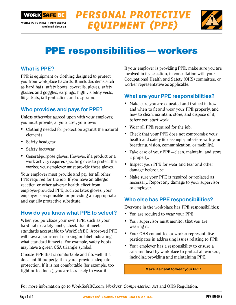 Responsibilities - WorkSafeBC