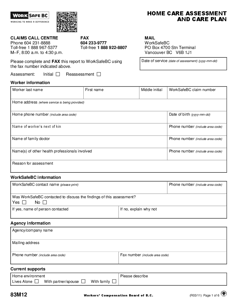 Home Care Services - WorkSafeBC