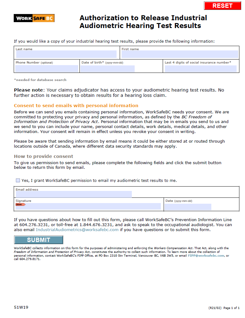Annual hearing testing - WorkSafeBC