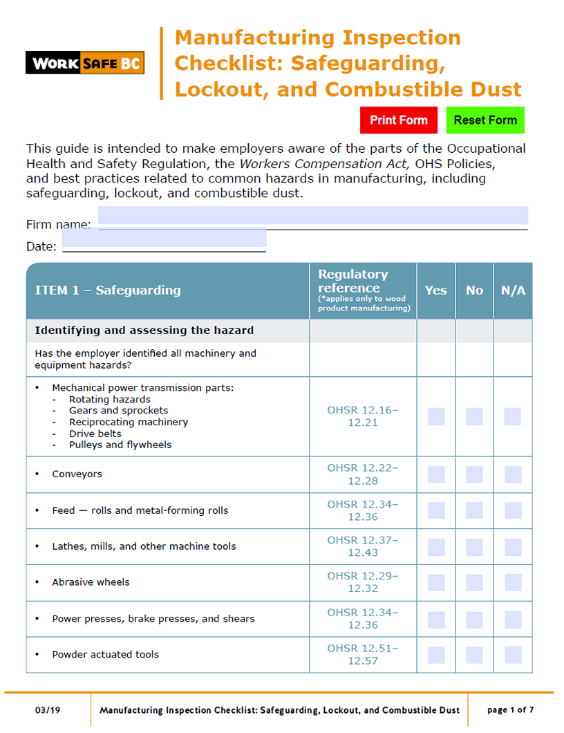 Manufacturing High Risk Strategy - WorkSafeBC