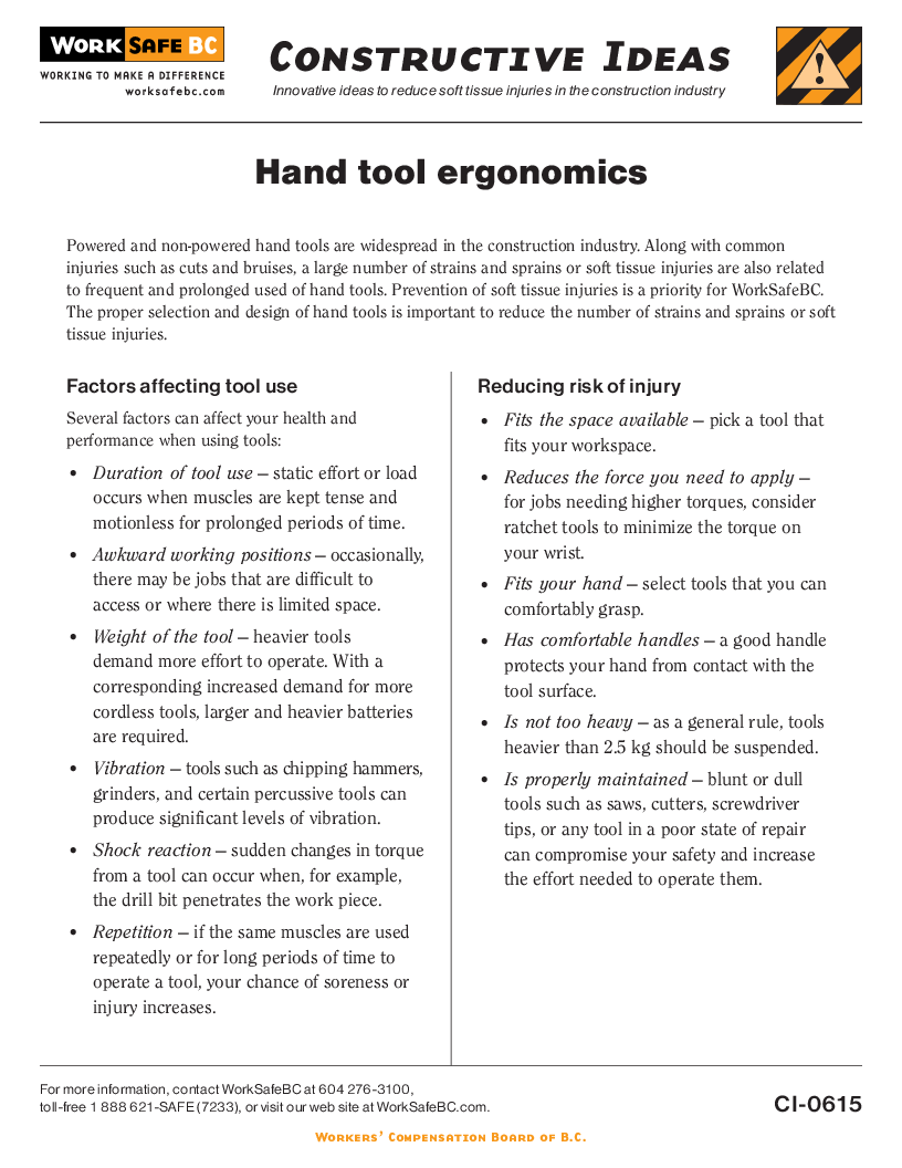 Hand tools - WorkSafeBC