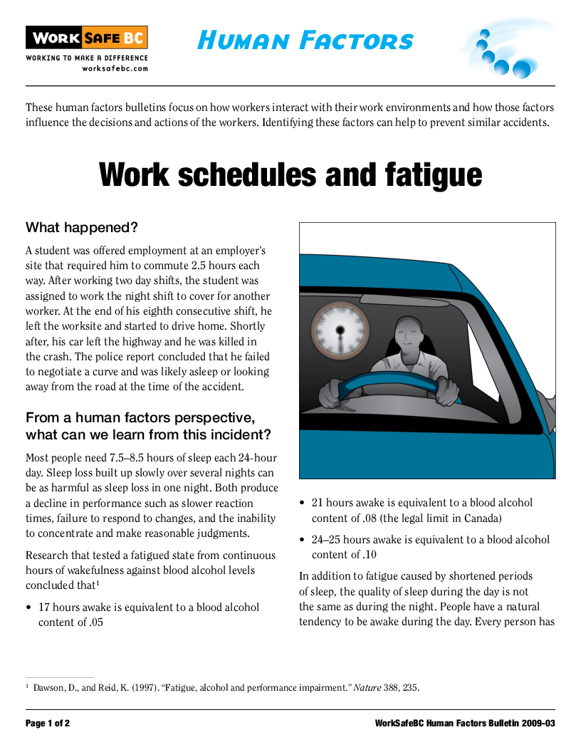 Fatigue impairment - WorkSafeBC
