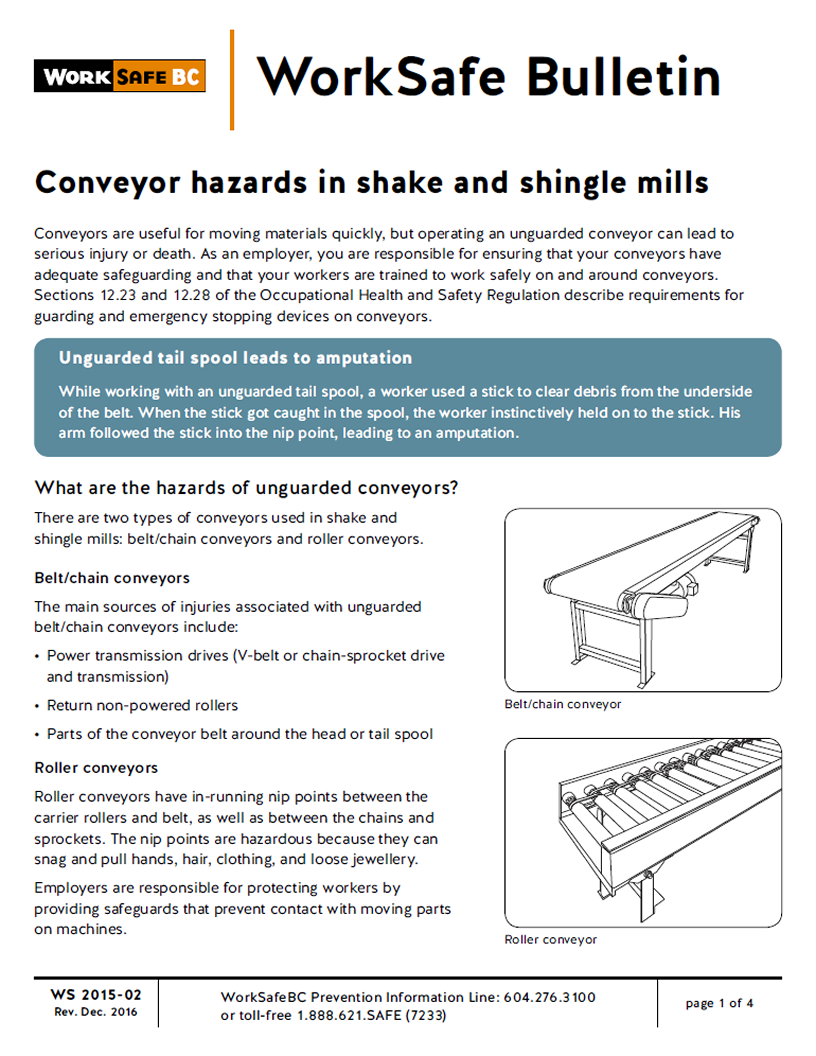 Conveyors - WorkSafeBC