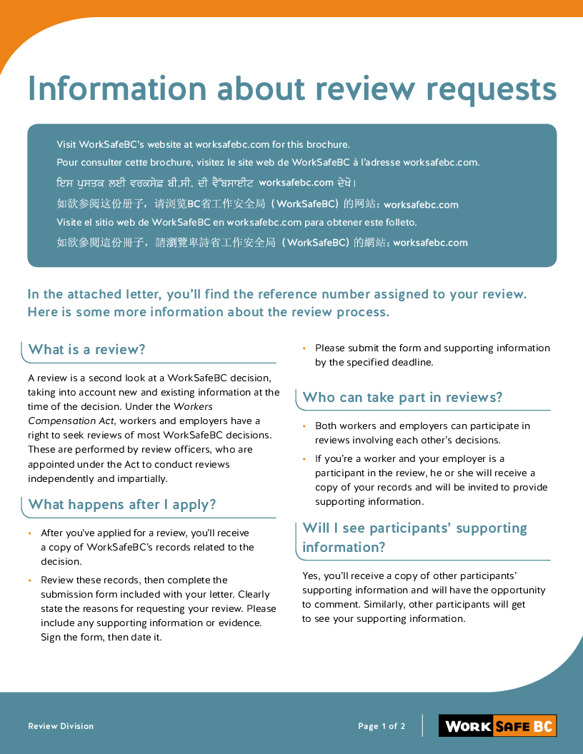Review & Appeal - WorkSafeBC